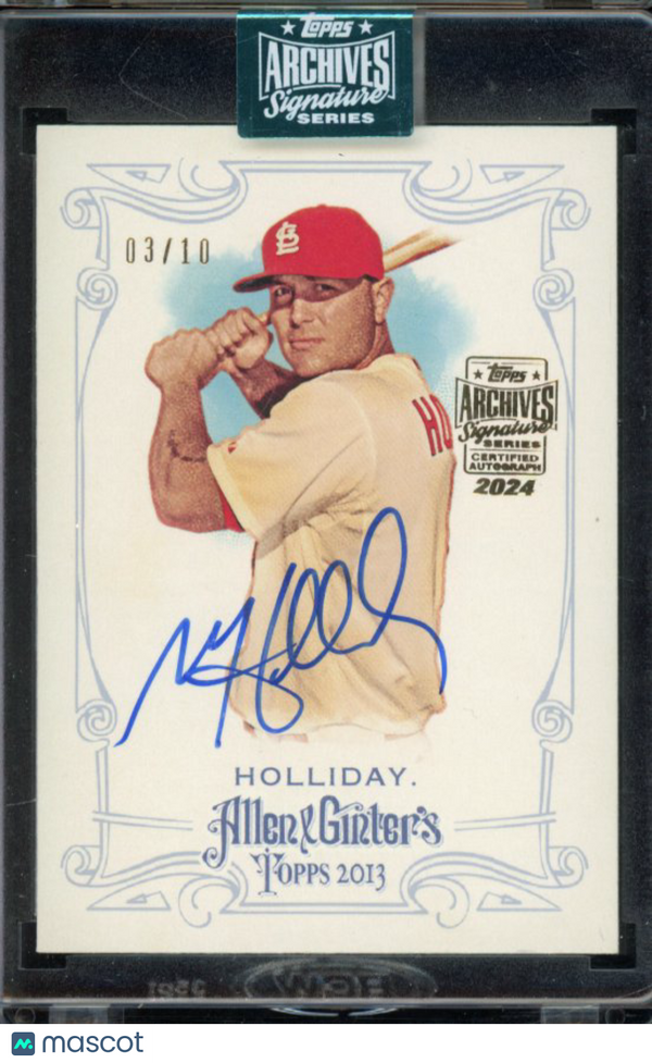 2024 Archives Matt Holliday 2013 Allen & Ginter Auto /10 – The Card Capital