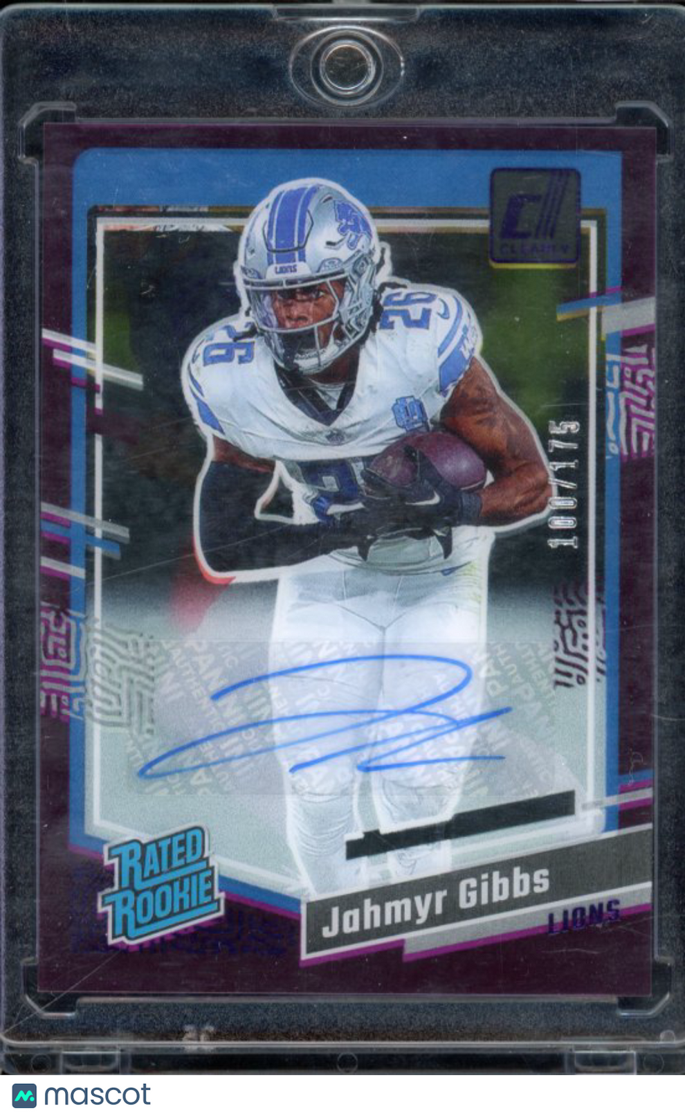 2023 Donruss Clearly Jahmyr Gibbs Purple Auto /175 – The Card Capital