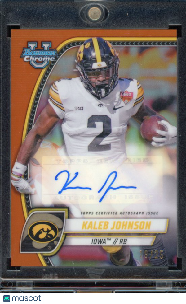 2024 Bowman Chrome Kaleb Johnson Orange Auto /25 Iowa – The Card Capital
